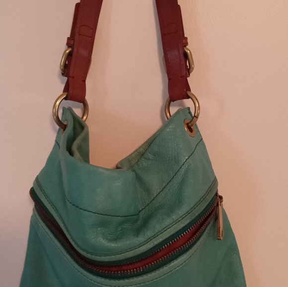Fossil | Bags | Fossil Leather Bag Teal Blue | Poshmark